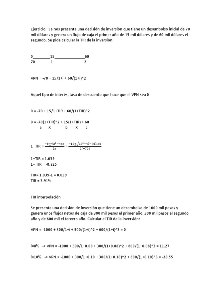 Ejercicio Cálculo Del VPN | PDF | Economía monetaria | Dinero