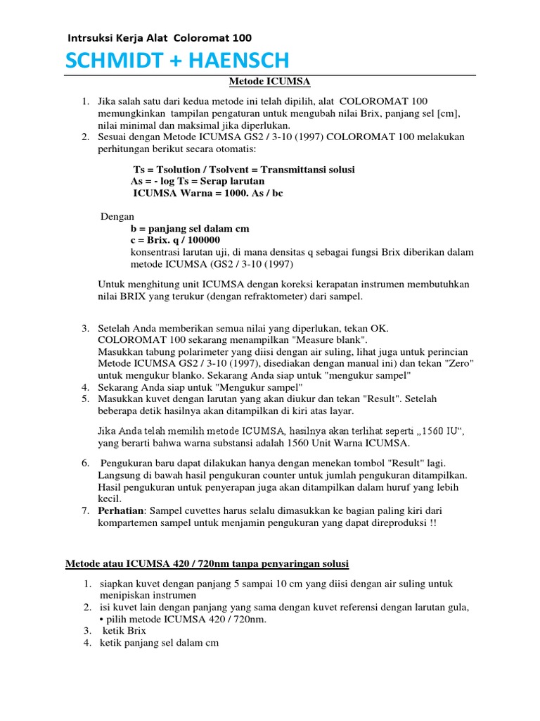 Metode ICUMSA | PDF | Teknologi & Rekayasa