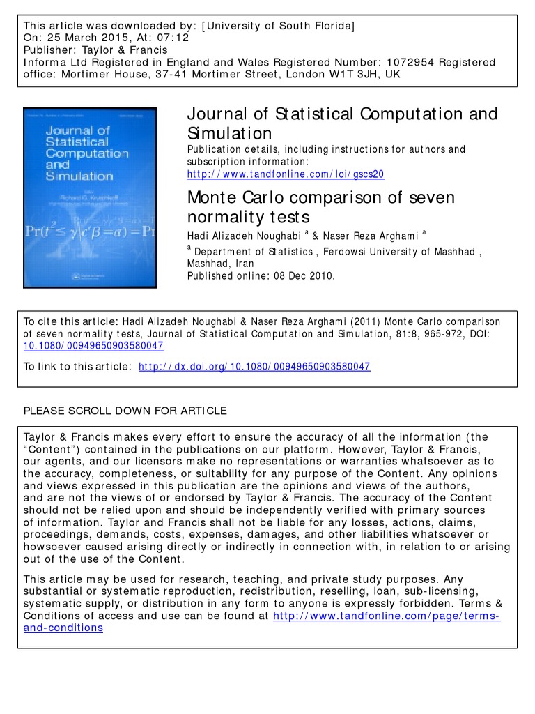 Monte Carlo Comparison Pdf Normal Distribution Statistical Inference 