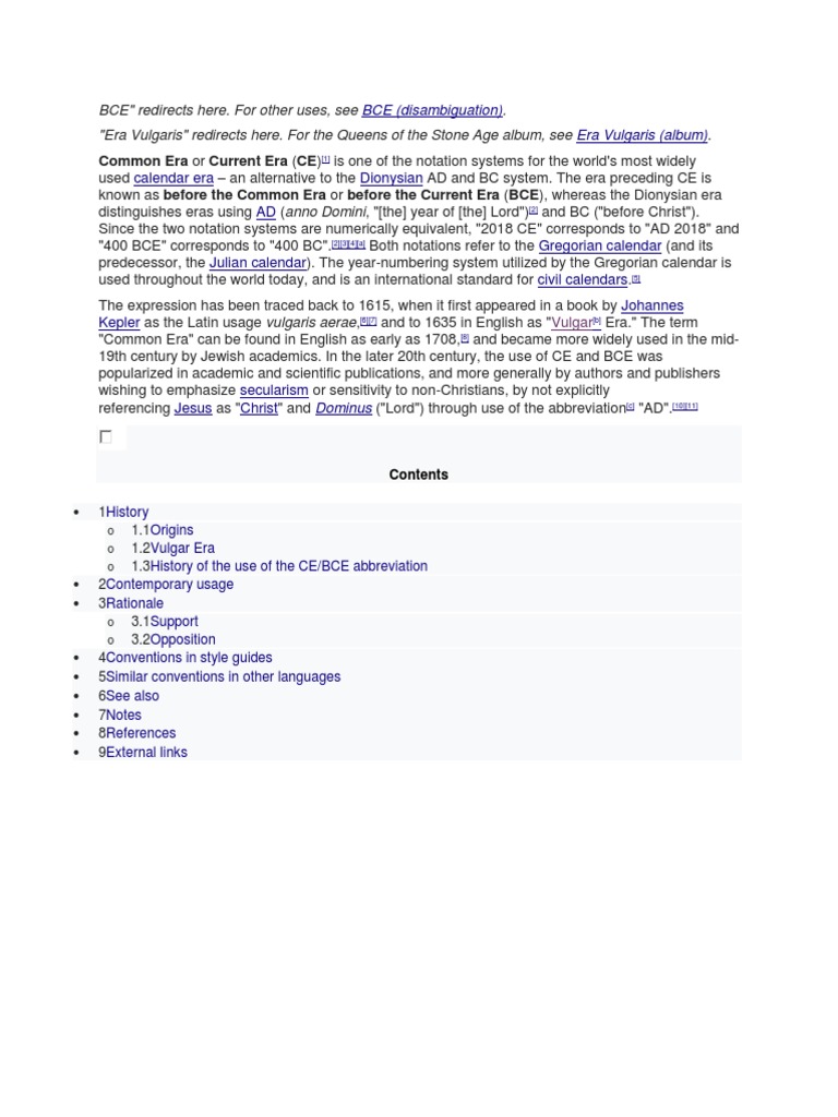 Common Era or Current Era (CE) | PDF