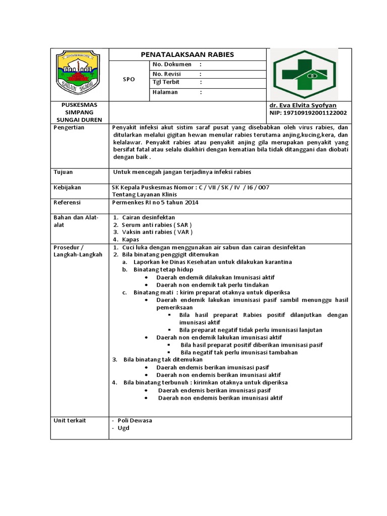 Sop Rabies | PDF
