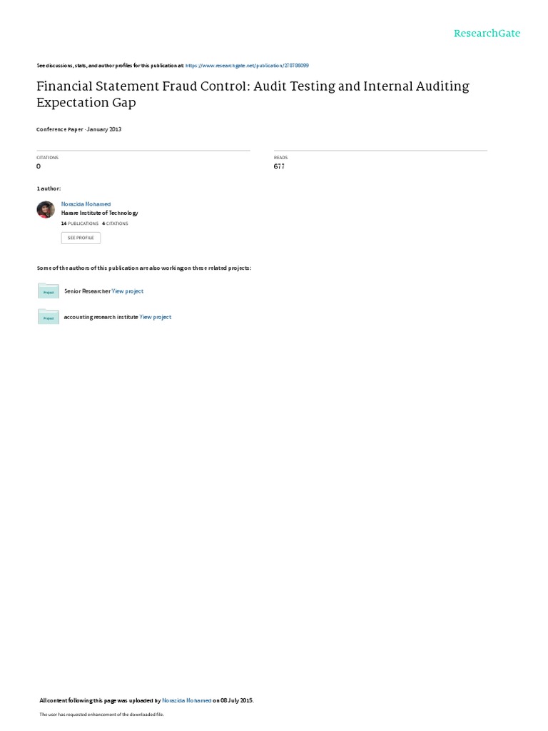 Financial Statement Fraud Control Audit Testing and Internal Auditing ...