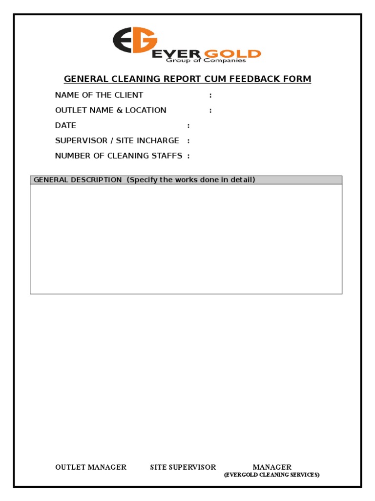 Cleaning Service Feedback Report Form | PDF | Business | Computers