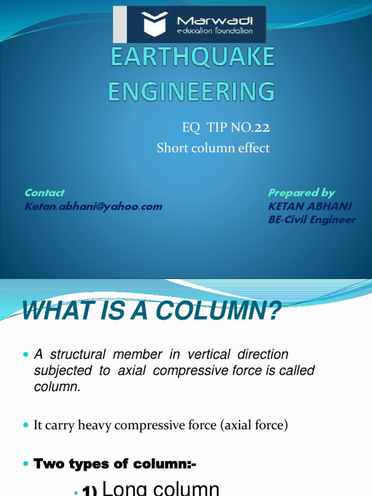 Eq Tip No. Short Column Effect: Prepared by Contact | PDF | Column ...
