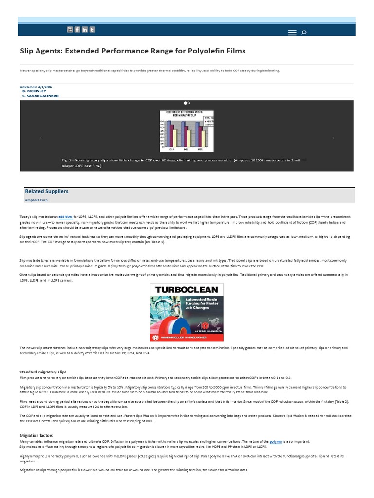 Advanced Slip Agents for Polyolefins | PDF | Bird Migration | Polymers