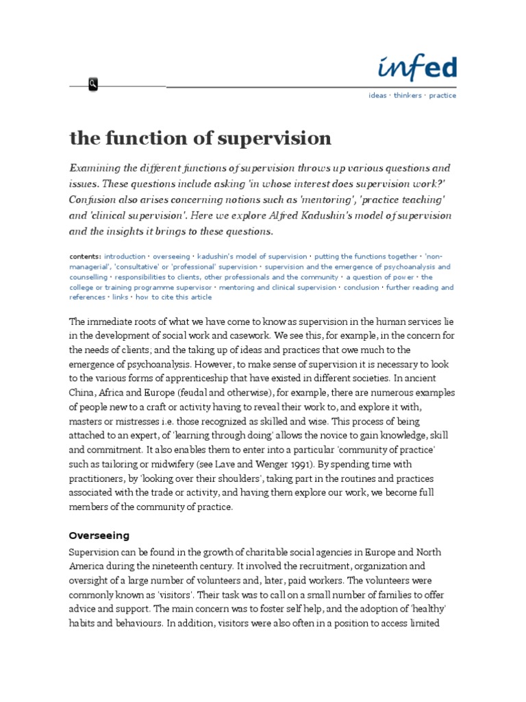Functions of Supervision | PDF | Psychotherapy | Mentorship