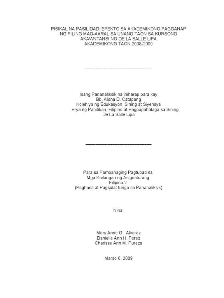 Sample Draft of Thesis in Fili02-1 | PDF