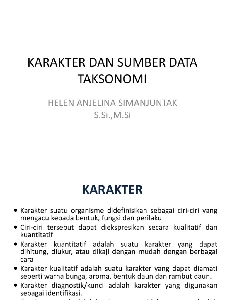 Karakter Dan Sumber Data Taksonomi | PDF