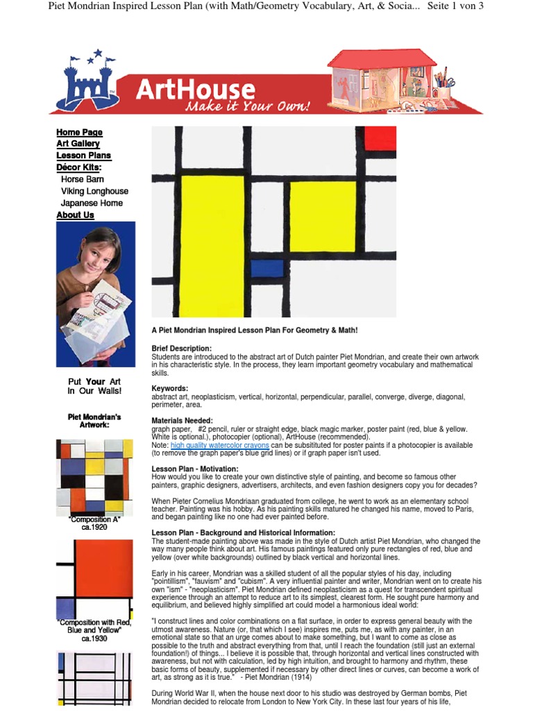 Piet Mondrian Lesson | Area | Line (Geometry)