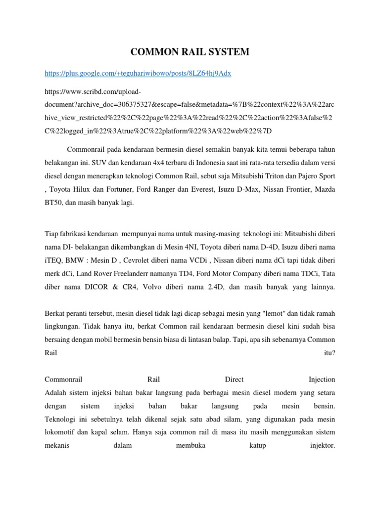 Common Rail System | PDF