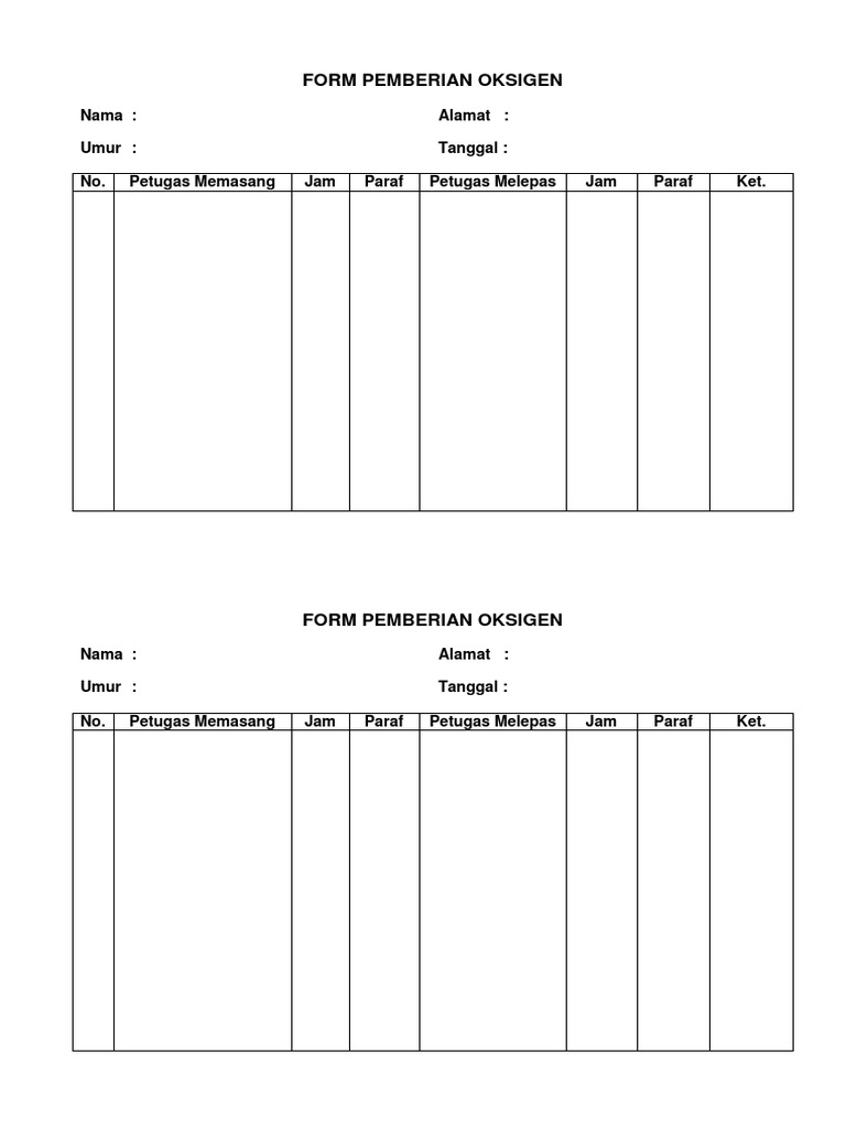 Form Pemberian Oksigen | PDF | Hukum