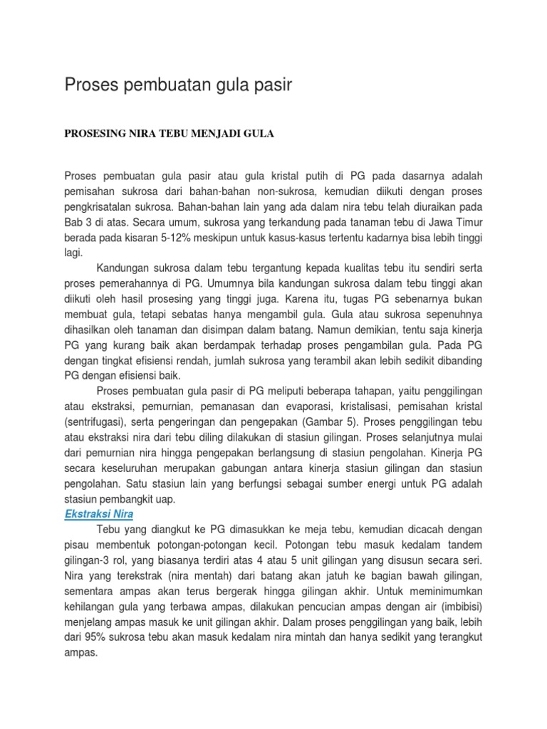 Proses Pembuatan Gula Pasir | PDF