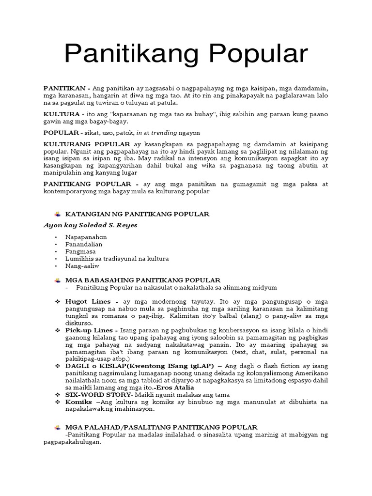 Panitikang Popular | PDF
