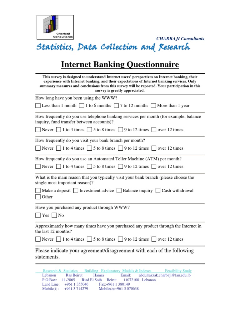 Internet Banking Questionnaire | Online Banking | Banks