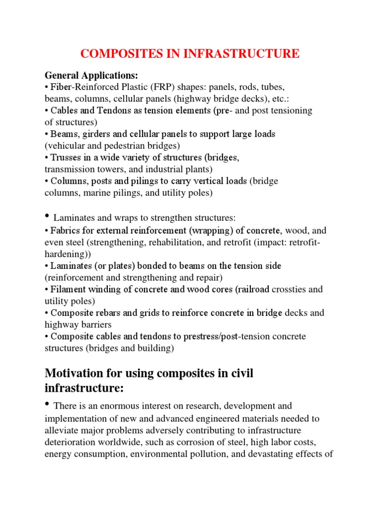 Application of Composites in Infrastructure | PDF | Fibre Reinforced ...