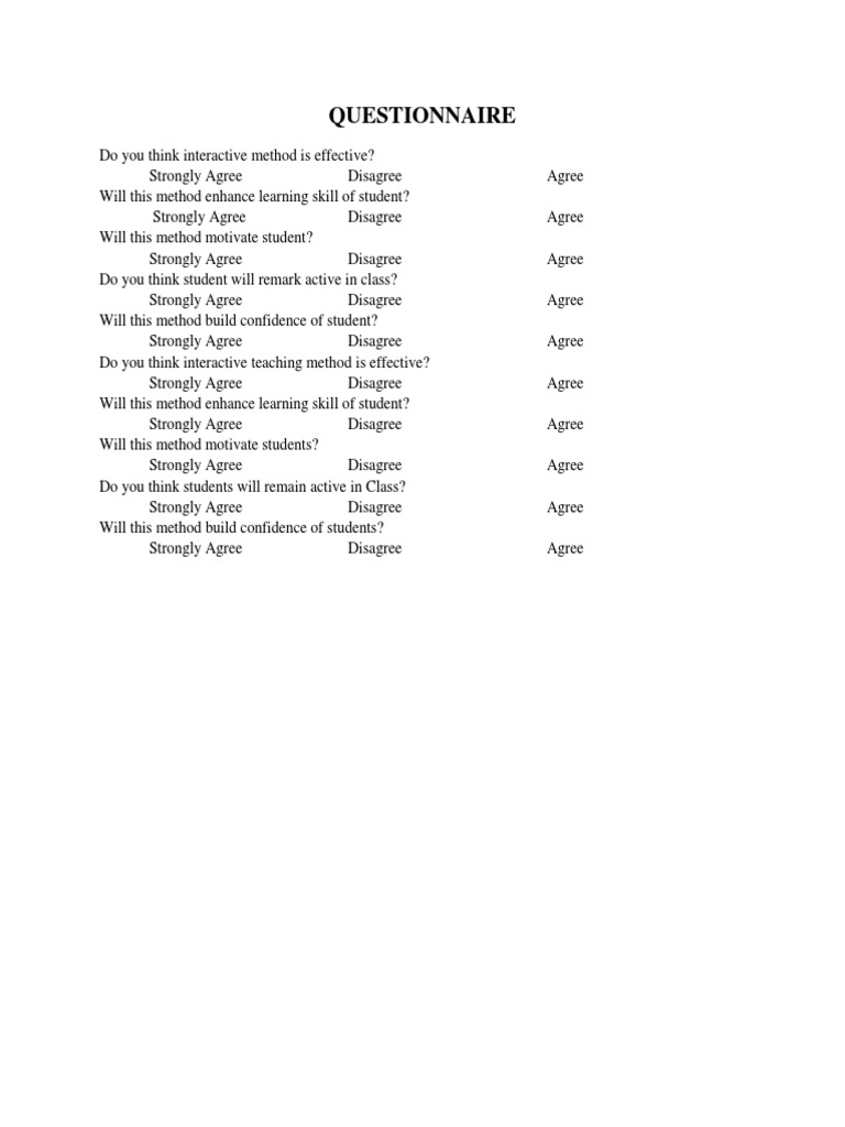 Questionnaire | PDF | Teaching Method | Teachers