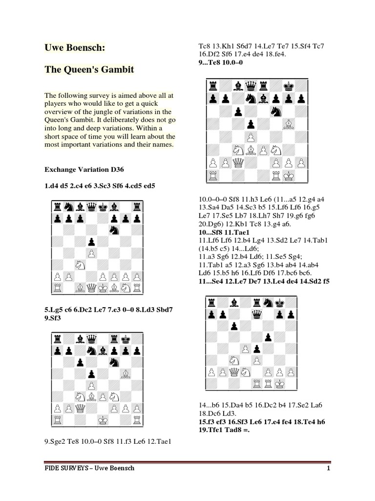 Boensch - The Queen S Gambit PDF | PDF | Chess Openings | Traditional Board Games