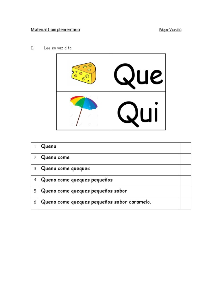 Familia Silabica Que Qui | PDF | Hogar, jardinería y bricolaje | Salud ...