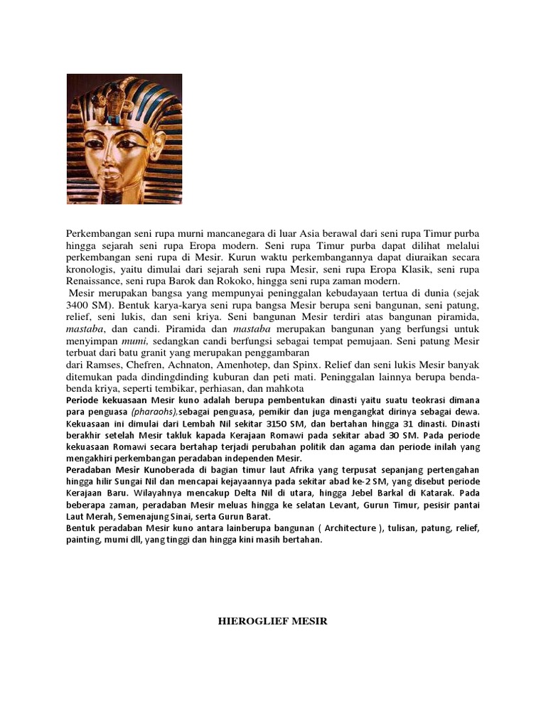 Sejarah Seni Rupa Mesir Kuno & Hieroglief | PDF | Sejarah