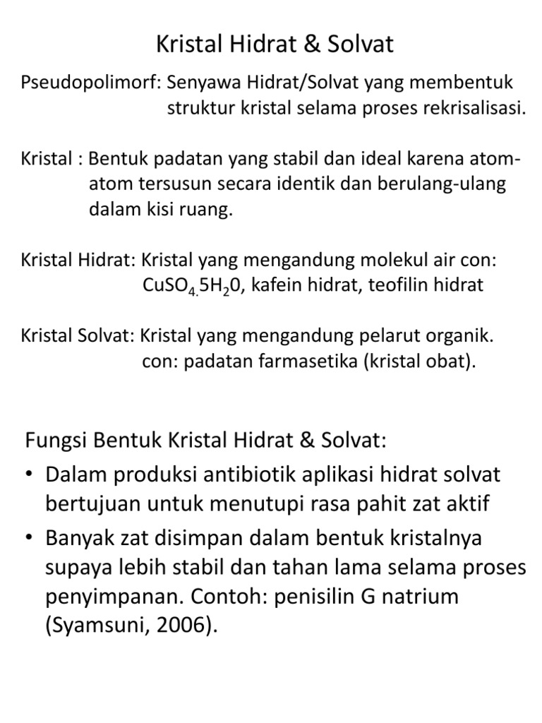 Kristal Hidrat dan Solvat dalam Farmasi | PDF | Kesehatan Holistik ...
