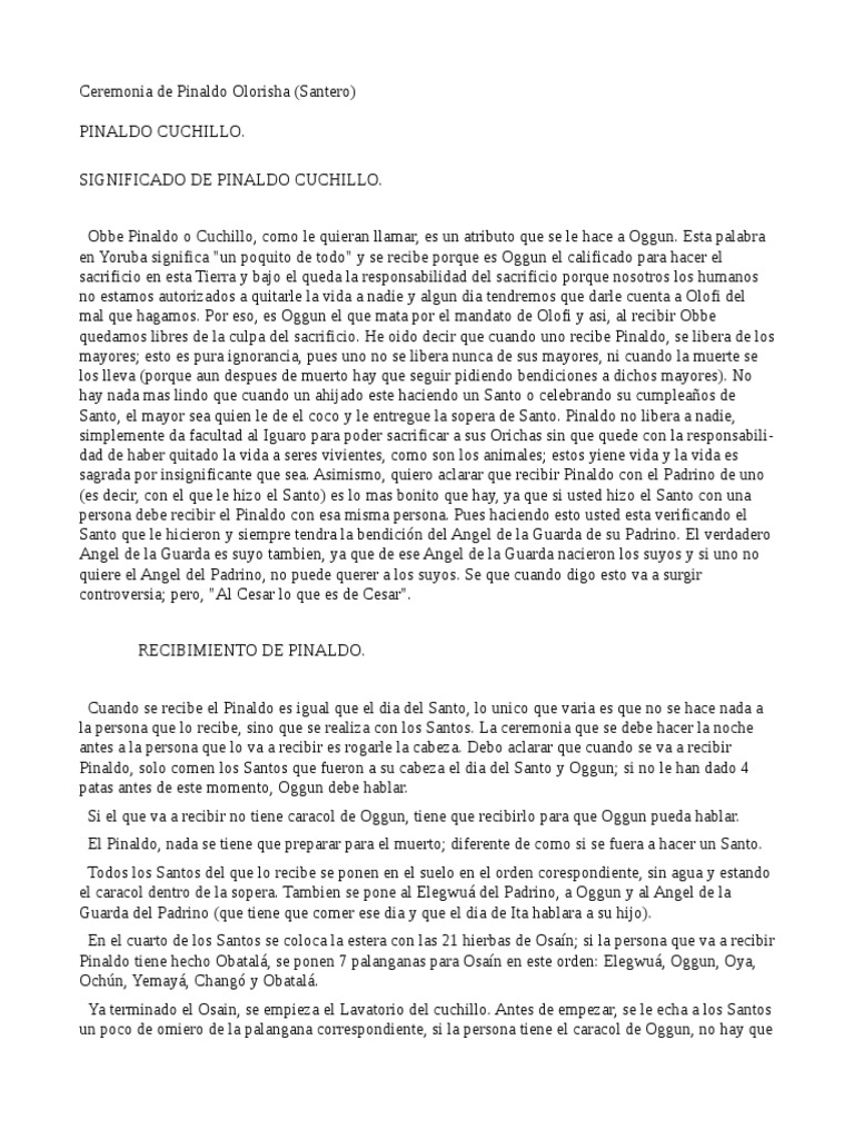 Ceremonia de Pinaldo Olorisha Santero | PDF | Religión y creencia ...