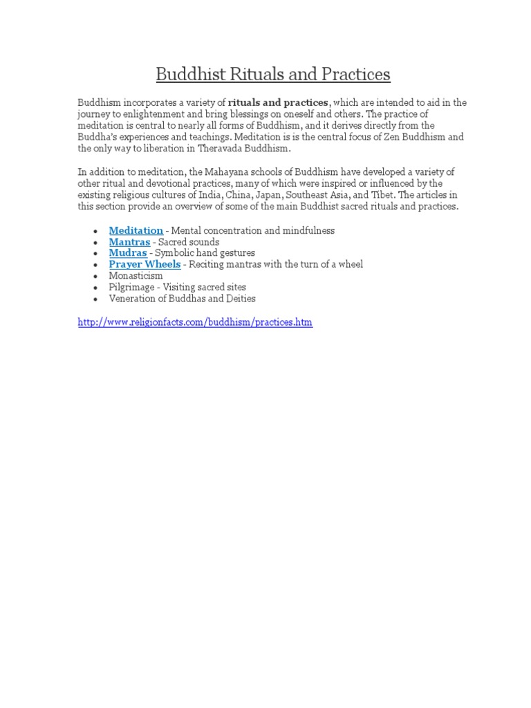 Overview of Buddhist Rituals and Practices: Meditation, Mantras, Mudras ...