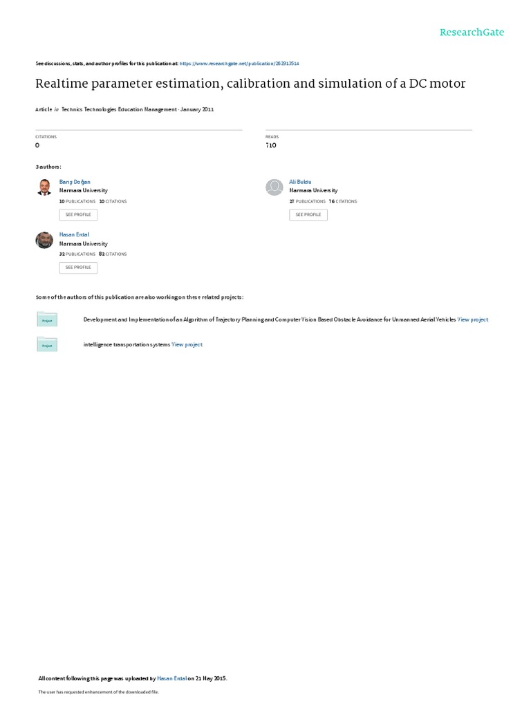 DC Motor Parameter Estimation | PDF | Computer Simulation | Electric Motor