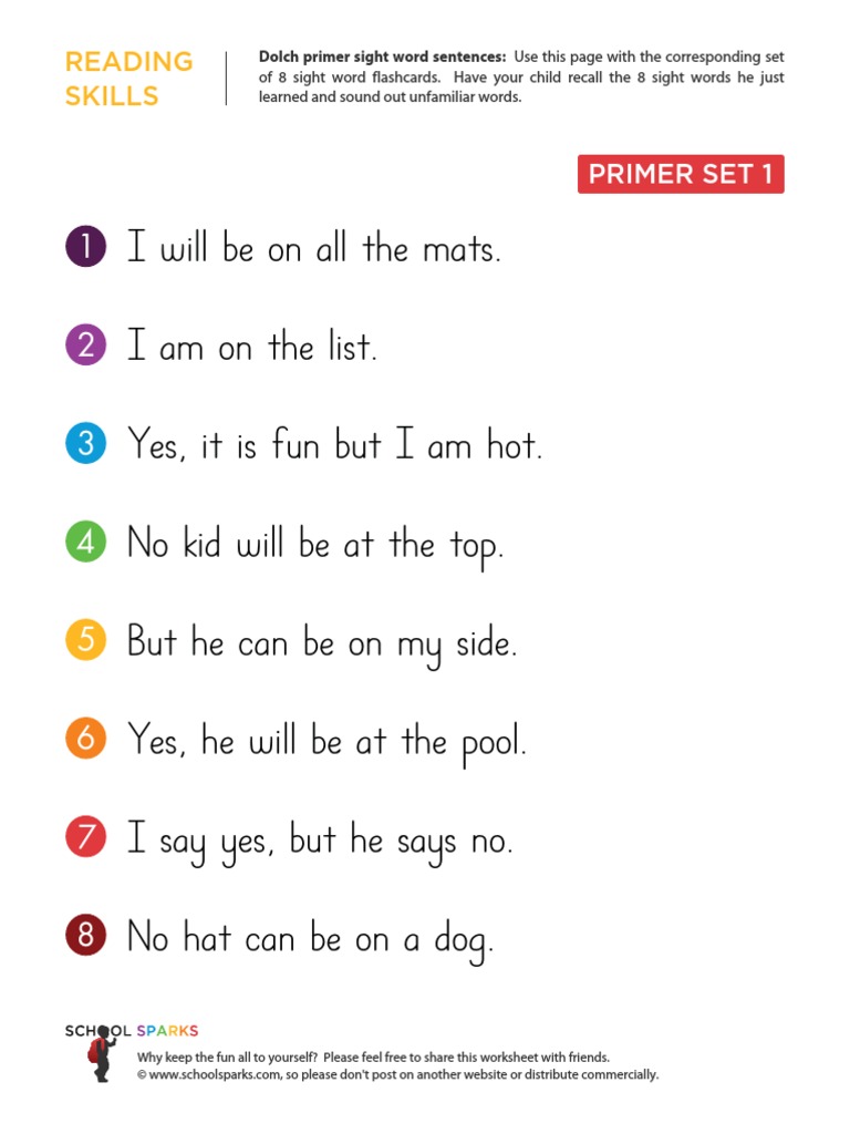 Reading Sight Word Sentences 301 PDF | PDF