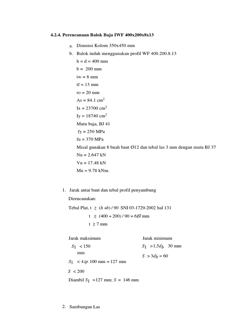 Perencanaan Sambungan Balok Baja WF | PDF | Sains & Matematika | Metode ...