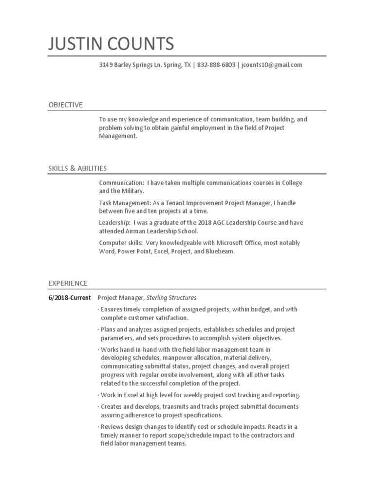 Justin Counts - Resume | PDF | Iso 9000 | Ammunition