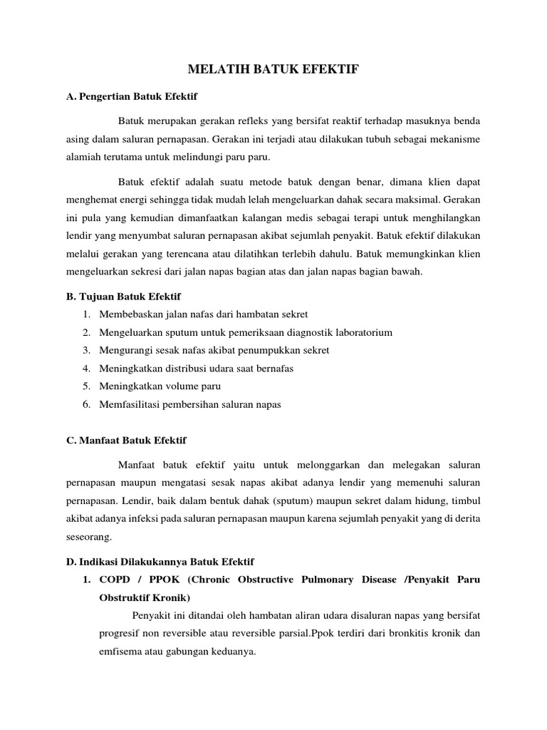 LP Melatih Batuk Efektif | PDF
