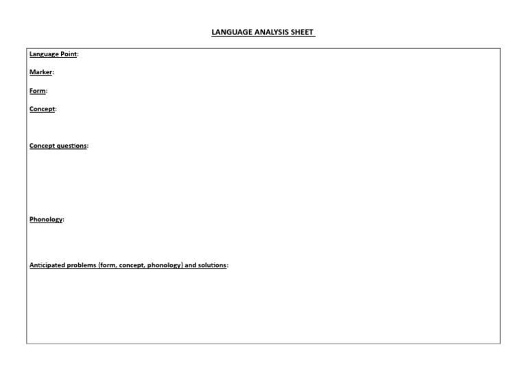 Language Analysis Sheet | PDF