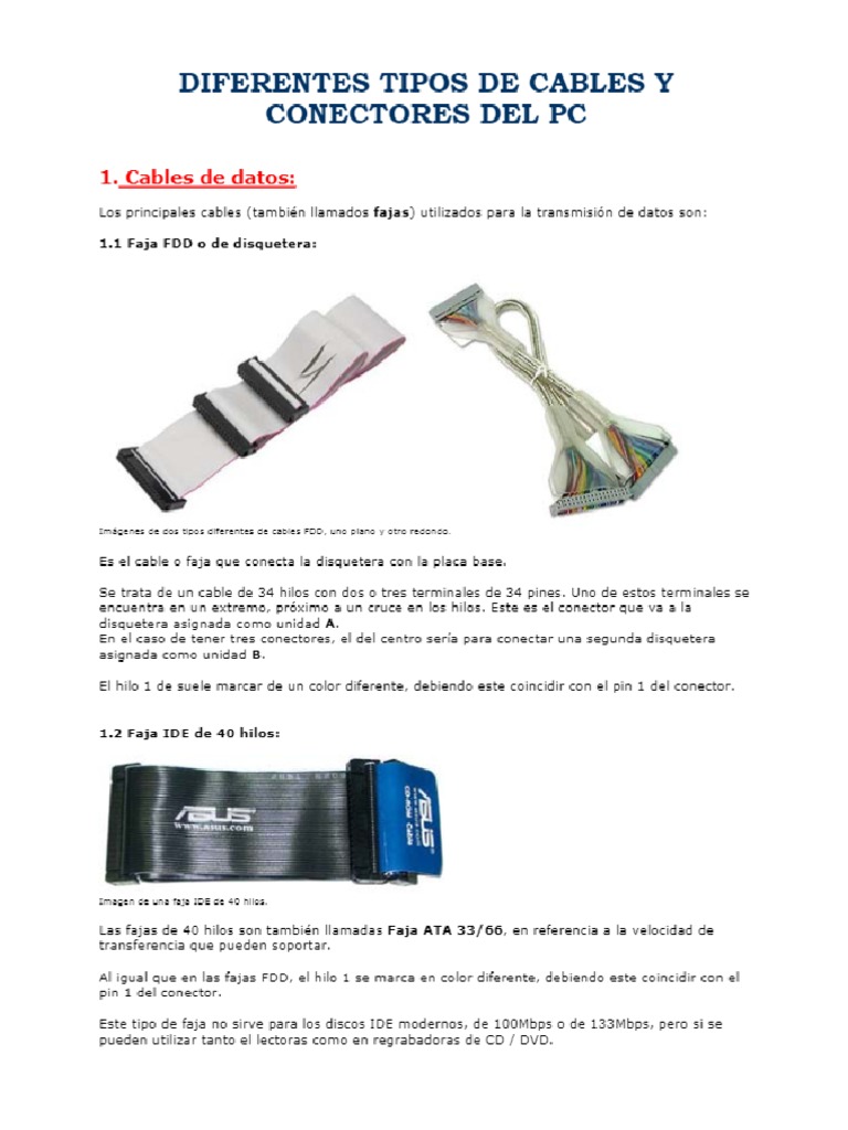 Tipos de Cables Internos y Externos de Una PC | PDF