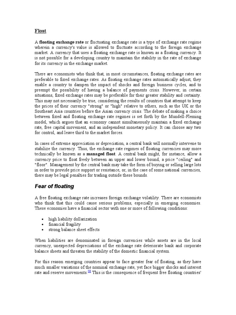 Understanding Fear of Floating Rates | PDF | Floating Exchange Rate ...