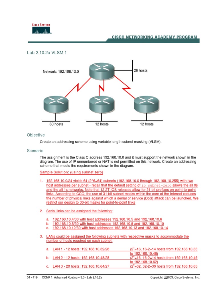 AT&T VLSM Test | PDF | Ip Address | Data Transmission