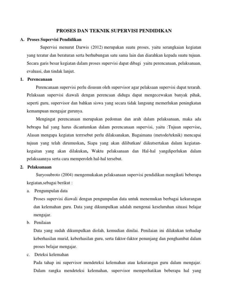 Proses Dan Teknik Supervisi 12 | PDF