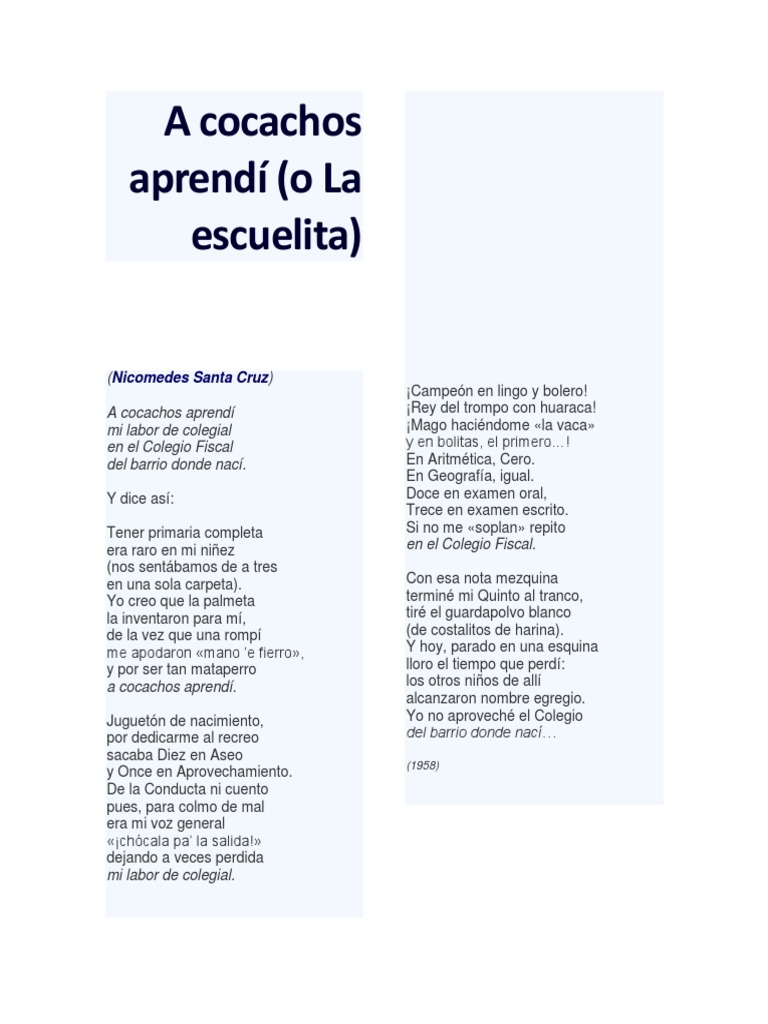 A Cocachos Aprendí | PDF