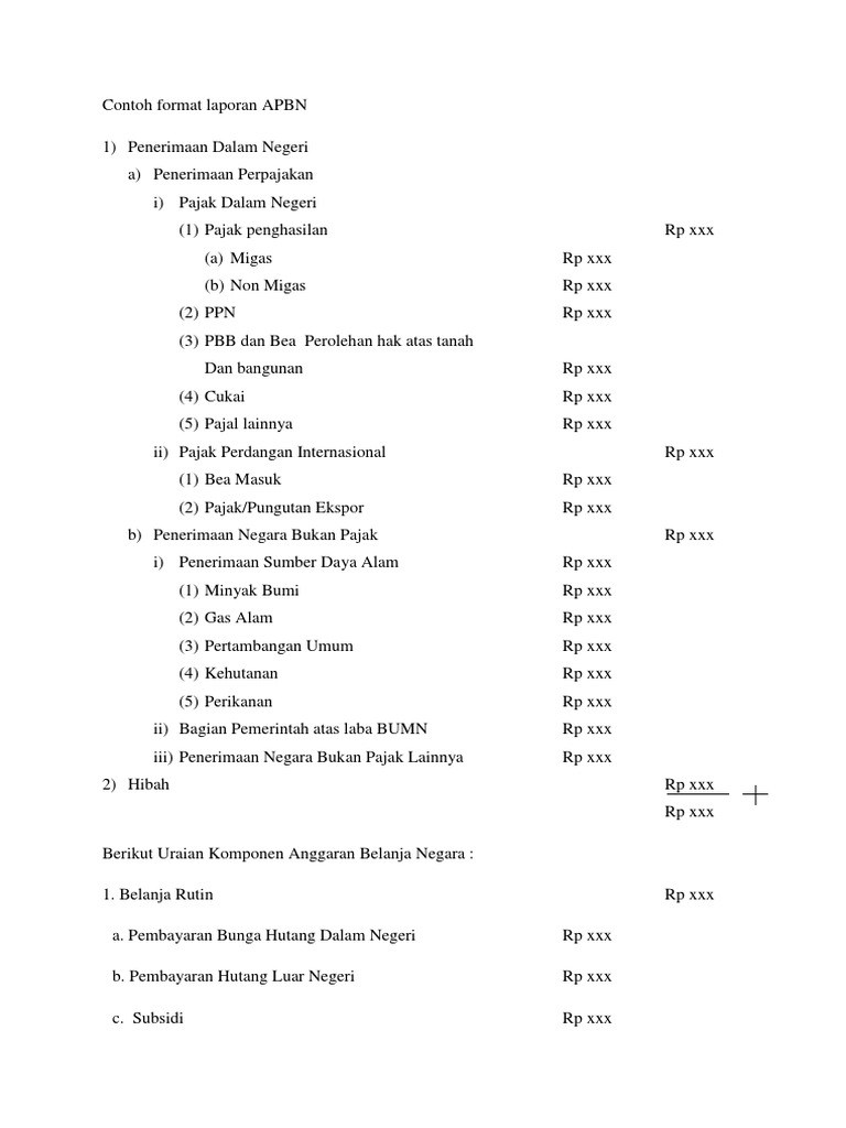 Contoh Format Laporan Apbn | PDF