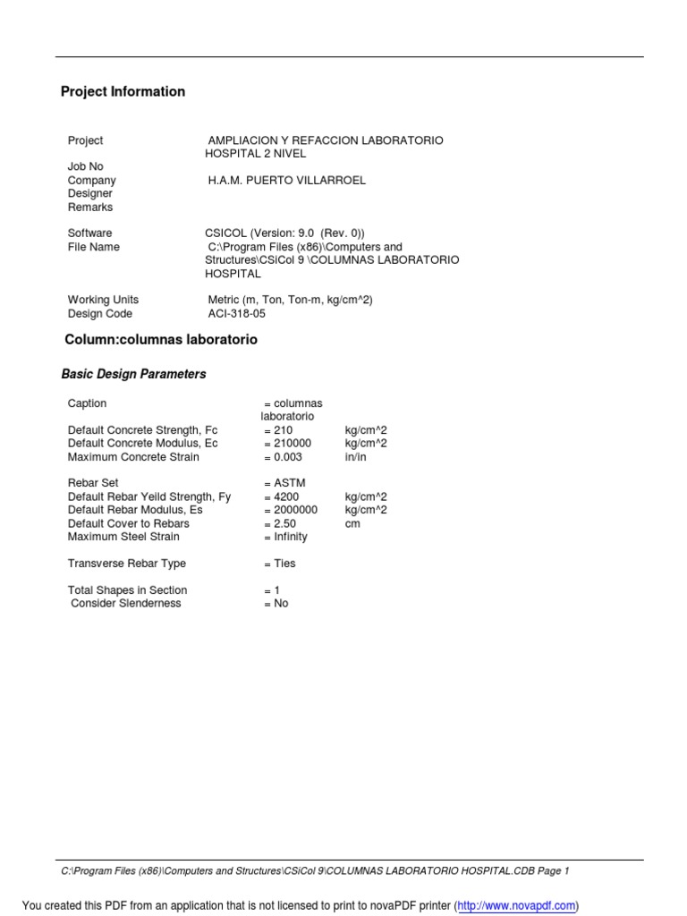 Structural Design Calculations and Specifications for Laboratory ...