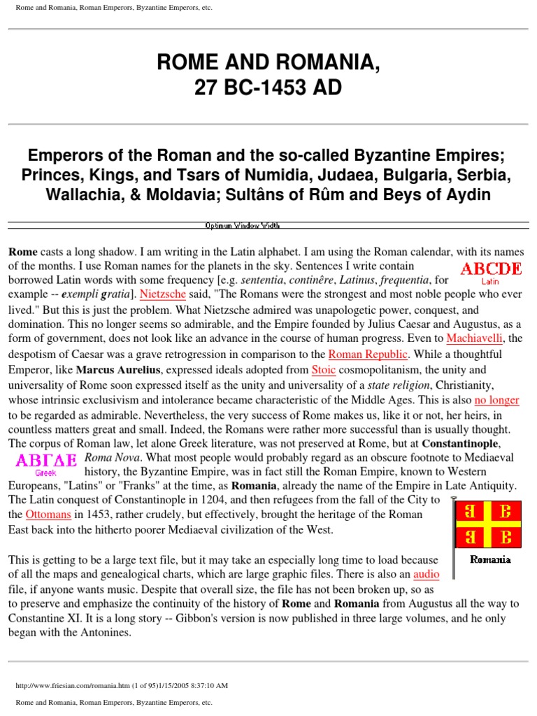 History - Rome and Romania, 27 BC - 1453 Ad | PDF | Roman Empire
