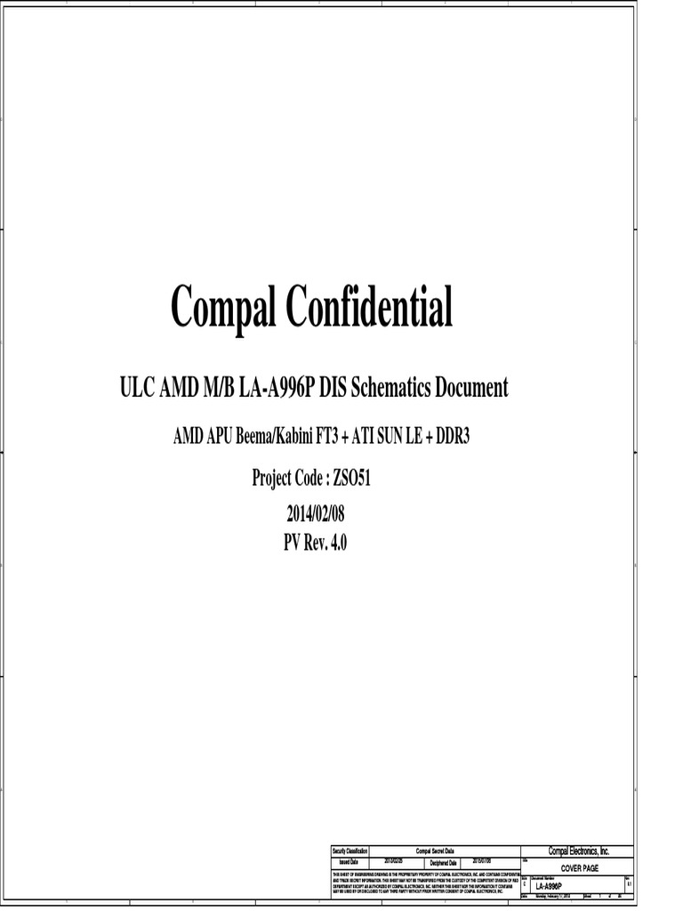 Compal La-A996p r4.0 Schematics PDF | PDF | Advanced Micro Devices ...