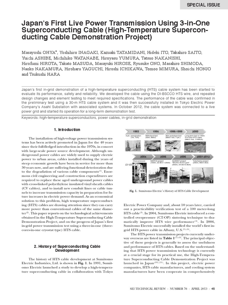 Japan's First Live Power Transmission Using 3-In-One Superconducting ...