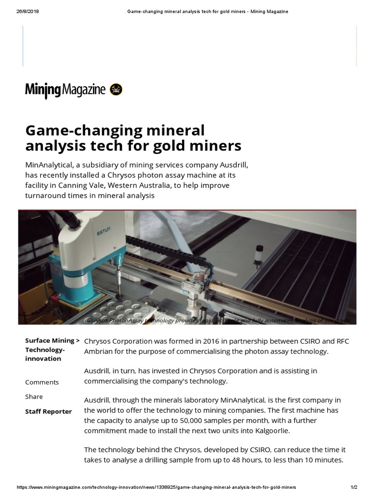 Game-Changing Mineral Analysis Tech For Gold Miners - Mining Magazine ...