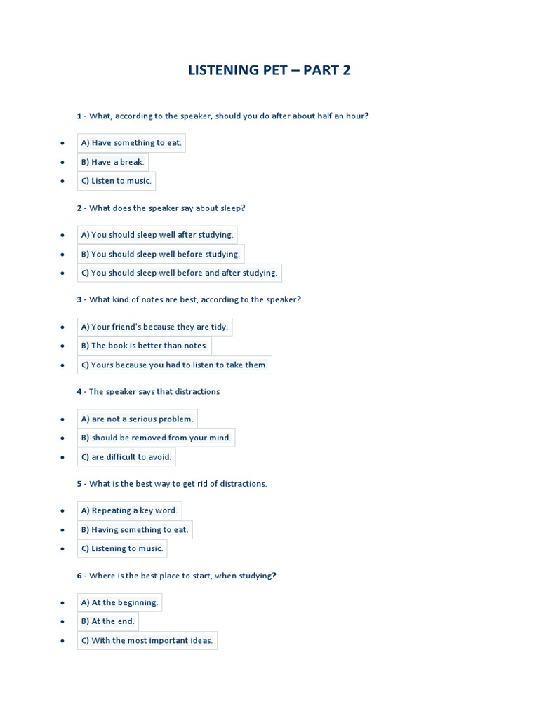 Listening Pet - Part 2 | PDF