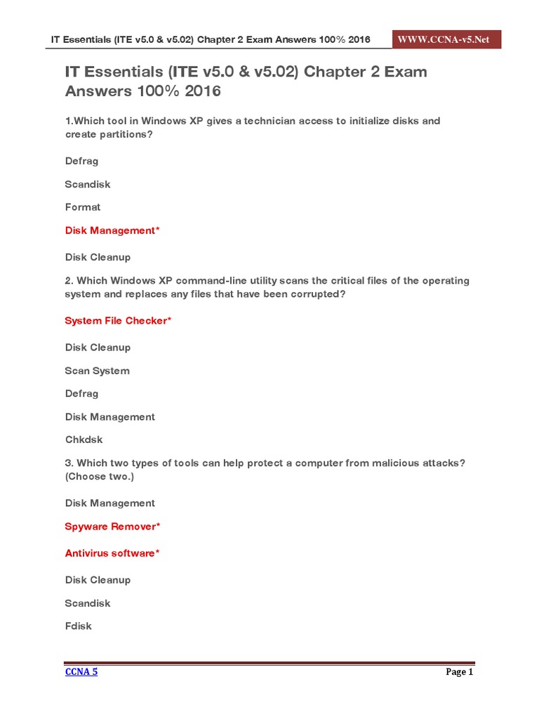 IT Essentials ITE v5.0 v5.02 Chapter 2 Exam Answers 100 2016 | PDF | Screw | Electromagnetism