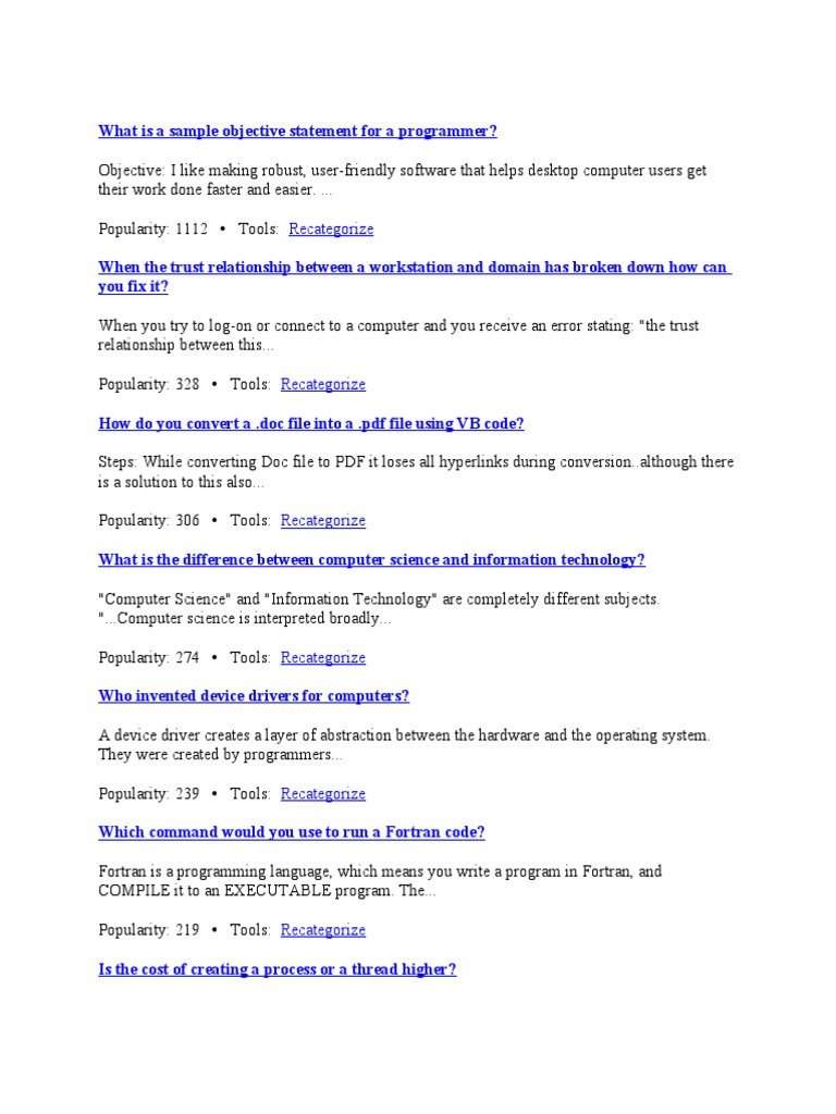 What Is A Sample Objective Statement For A Programmer | PDF | Pointer ...