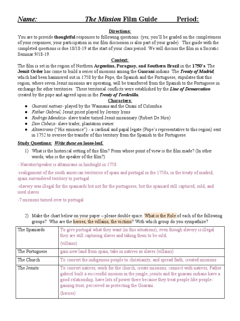 The Mission Movie Guide | PDF | Society Of Jesus