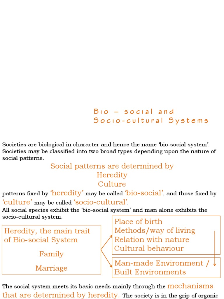 Bio-Social and Socio-Cultural Systems | PDF | System | Society