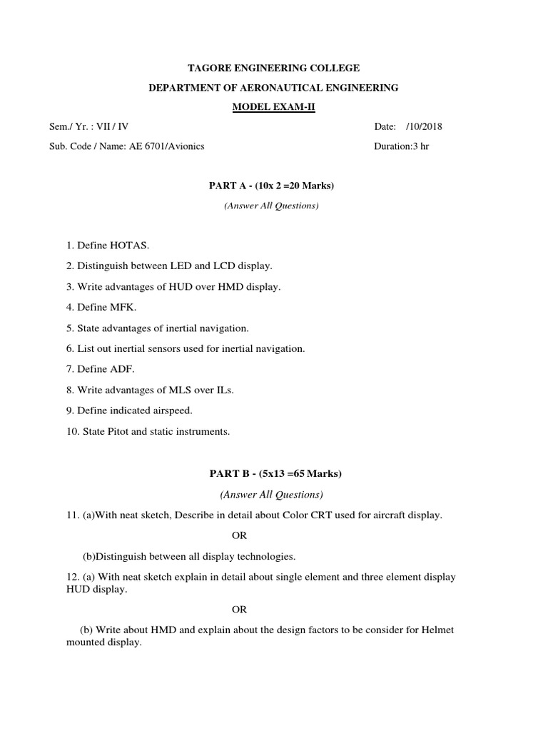 Tagore Engineering College Department of Aeronautical Engineering Model ...