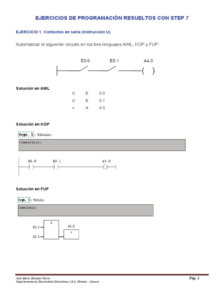 Ejercicios prácticos de programación en STEP 7 resueltos con ejemplos ...